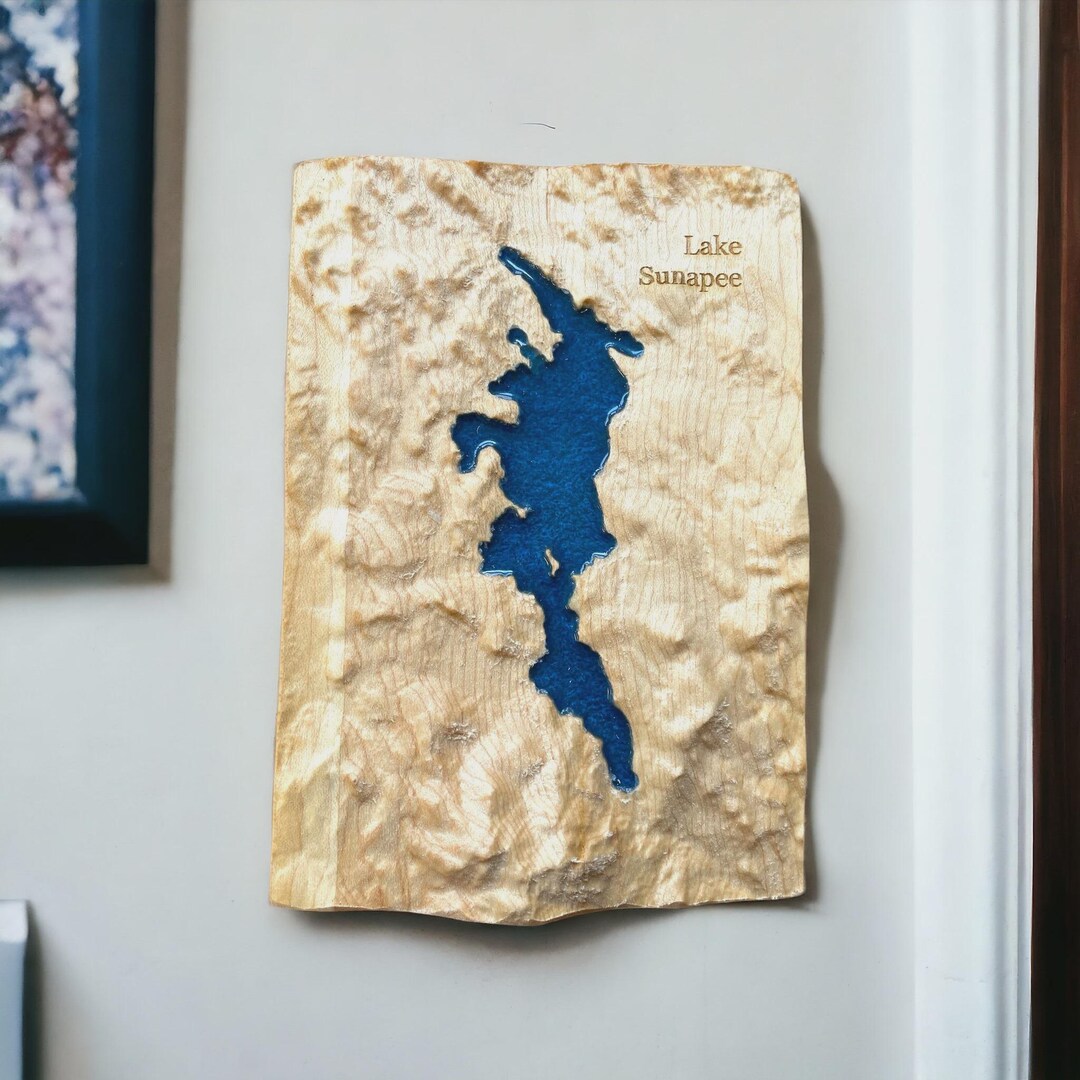 Lake Sunapee 3D Relief Map | Lake Sunapee Wood Epoxy Art | Lake Sunapee ...