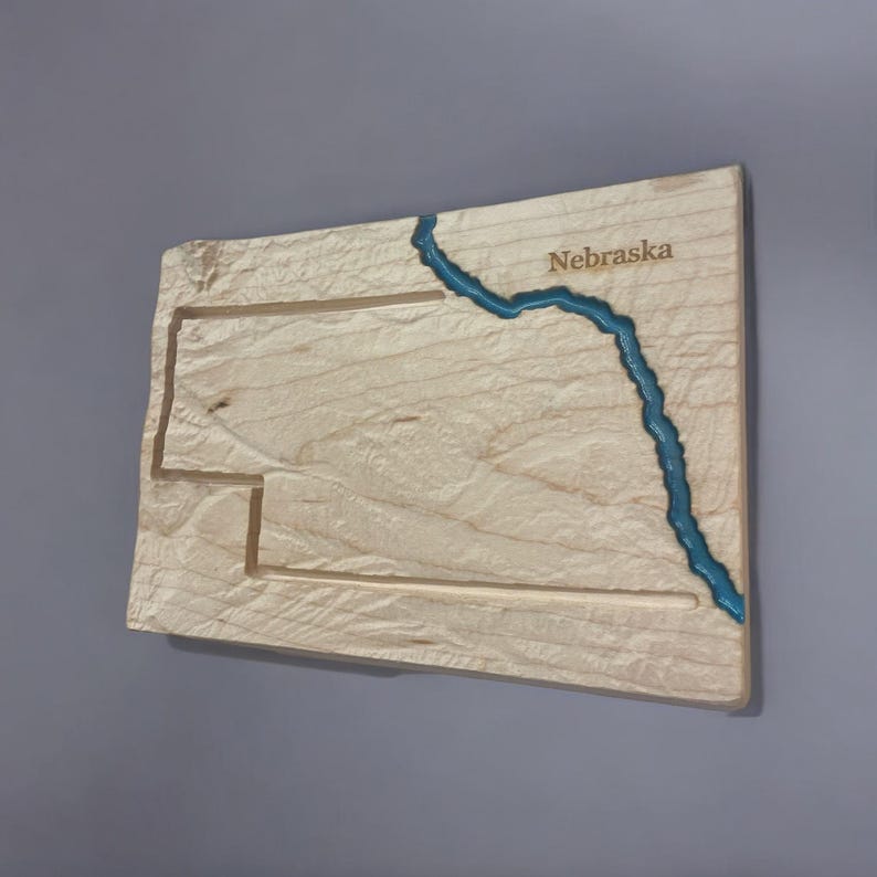 Nebraska Wooden Topographic Map | 3D Relief State Map | NE Map Gift - Etsy
