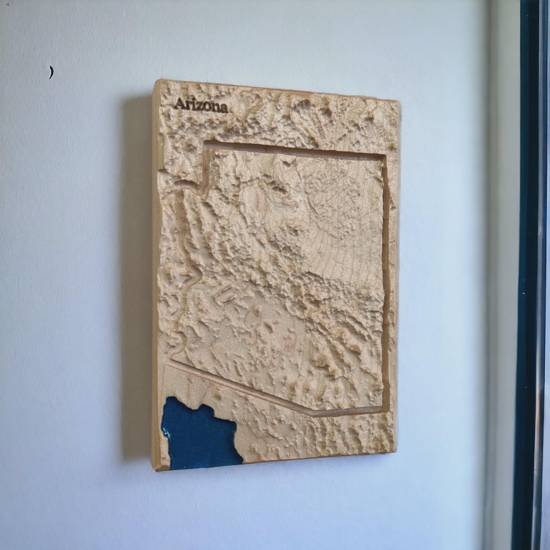 Arizona 3D Topographic Wooden Map | Wood Carved Relief Map ...