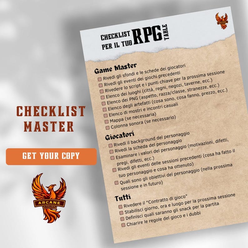 Master's Checklist – A4 Printable PDF for Dungeon Masters - Etsy