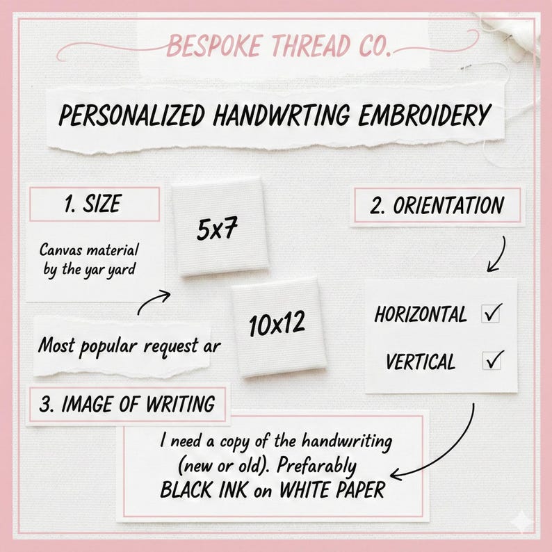 Custom Embroidered Handwriting Note - Etsy