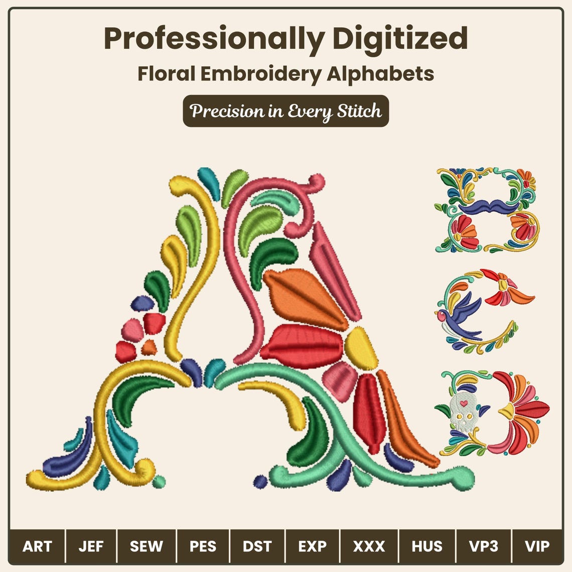 Mexican Floral Alphabet Embroidery Font - Colorful Flower Letters Folk ...