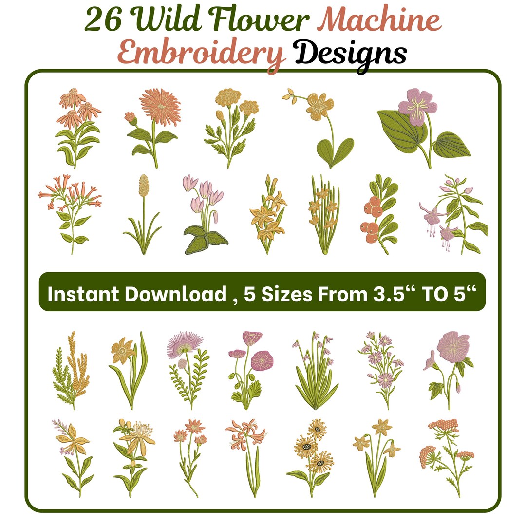 Flower Embroidery Design Bundle | Machine Embroidery | Floral ...