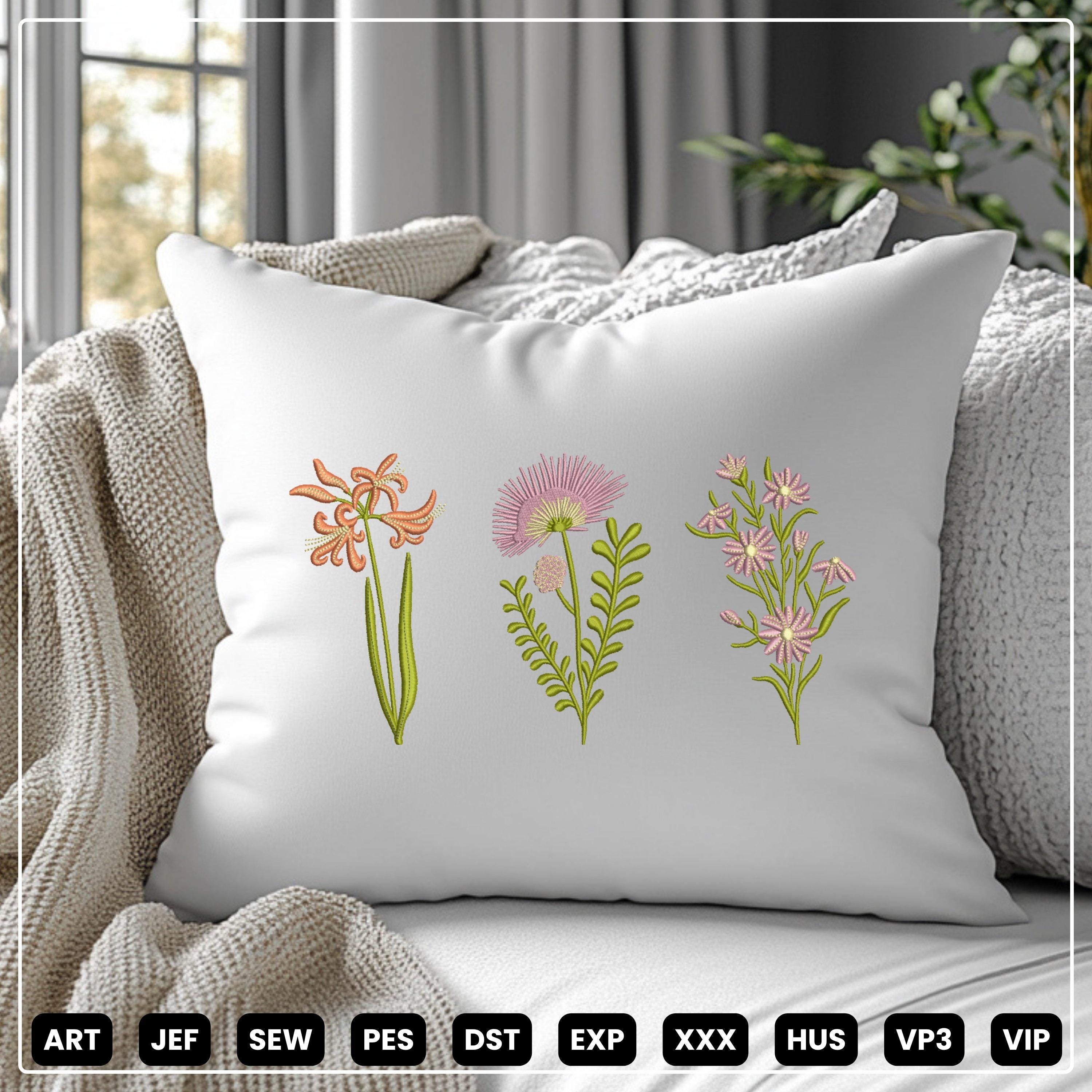 Wild Flowers Embroidery Design Bundle | Wildflower Embroidery Pattern ...