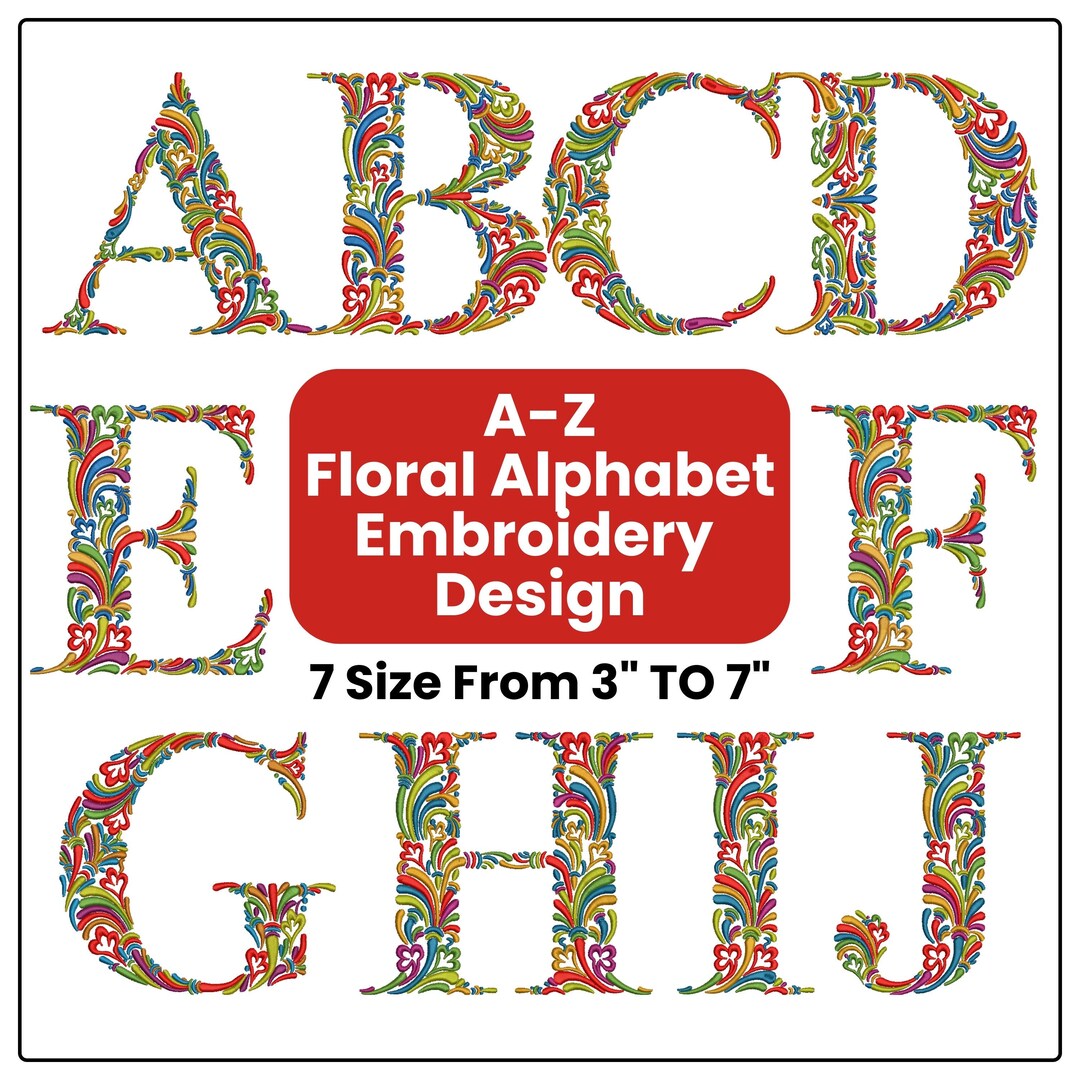 Floral Letters Embroidery Design, Floral Alphabet Embroidery Design ...