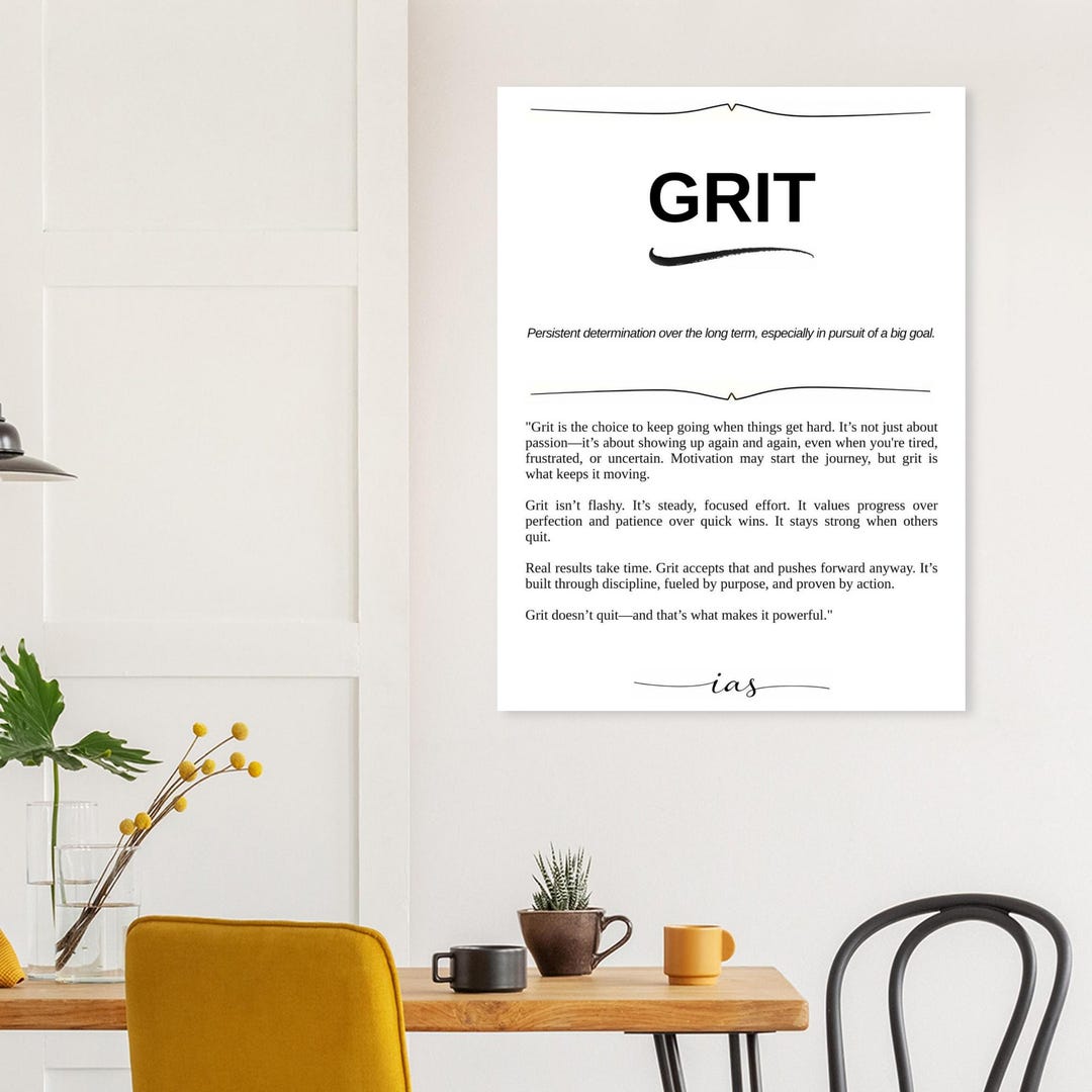 Grit Definition Art Print: Motivational Office Decor - Etsy