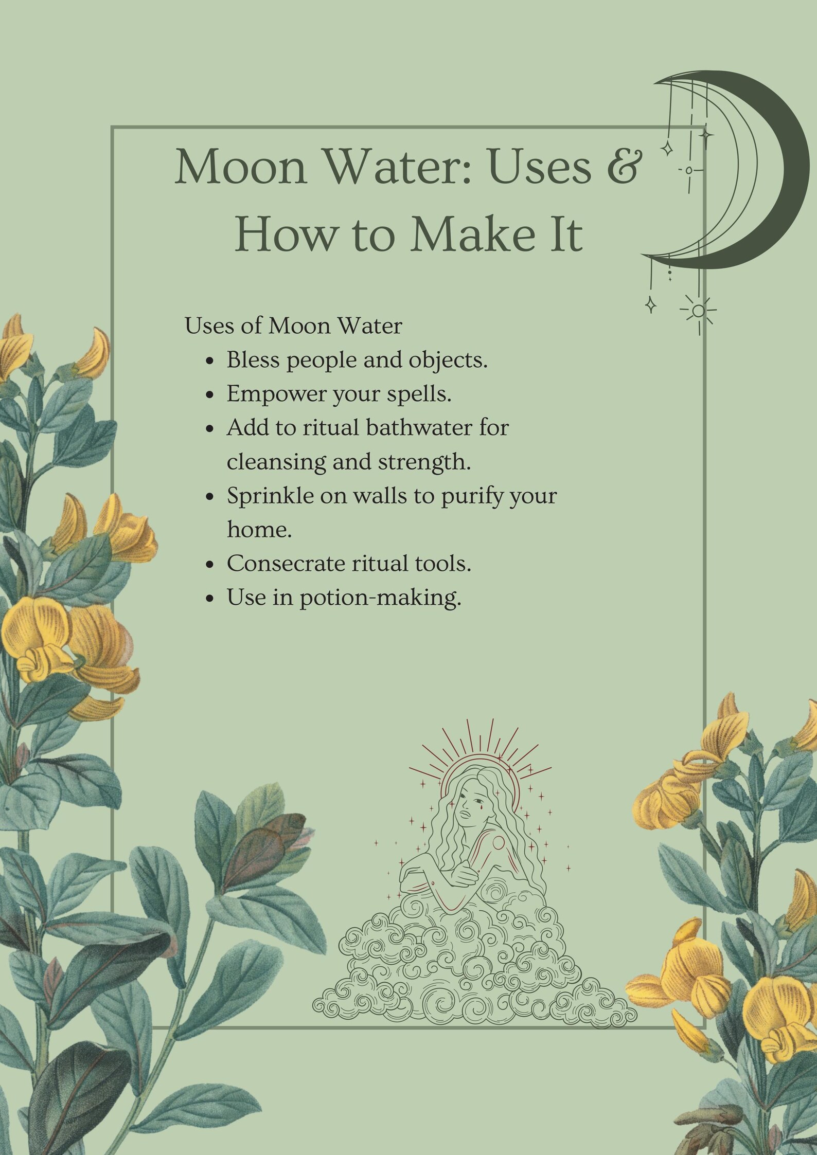 Moon Water Ritual Guide PDF – Printable Witchcraft Instructions | Full Moon Charging Spell ...