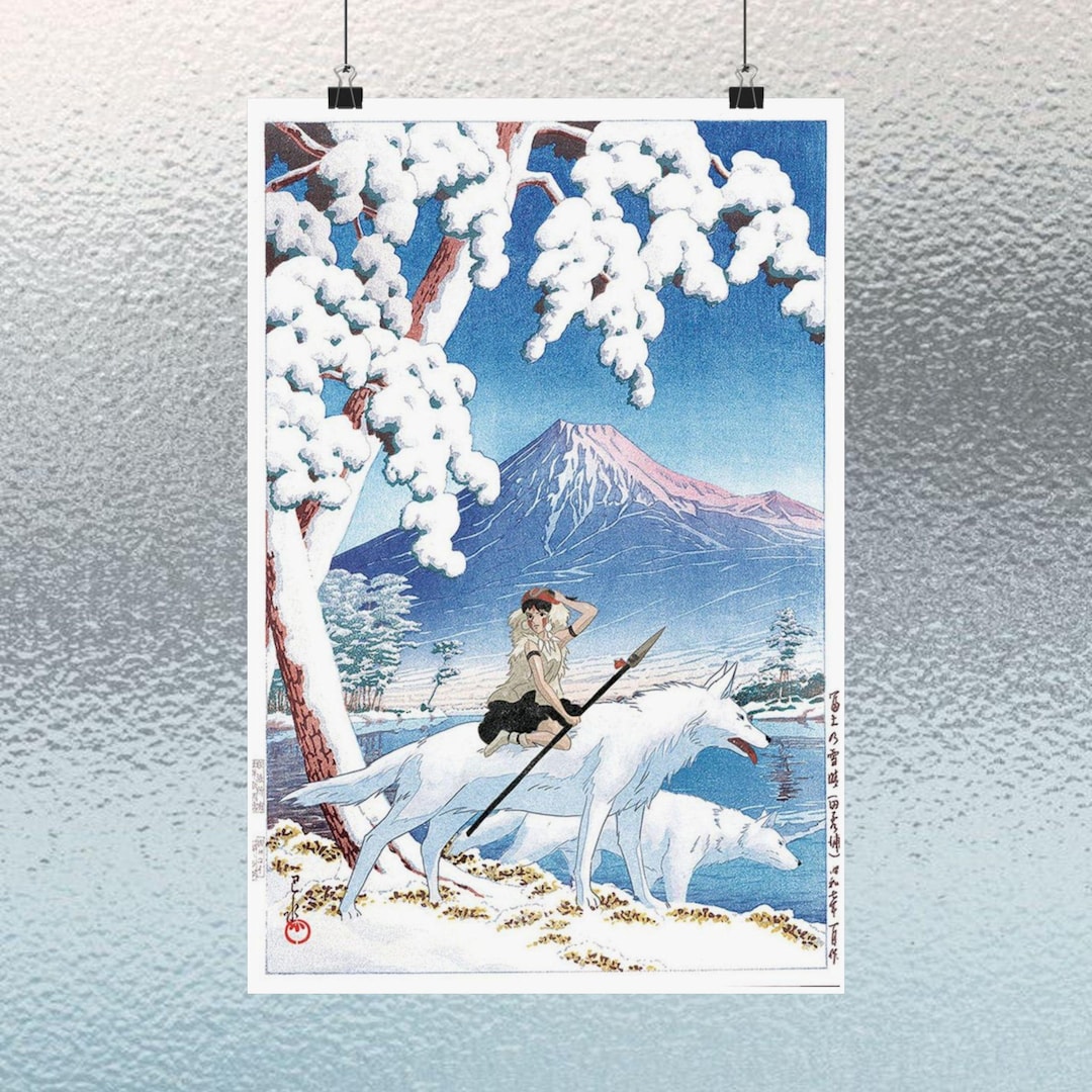 Princess Mononoke Winter Landscape Art Print, Studio Ghibli Matte Wall ...