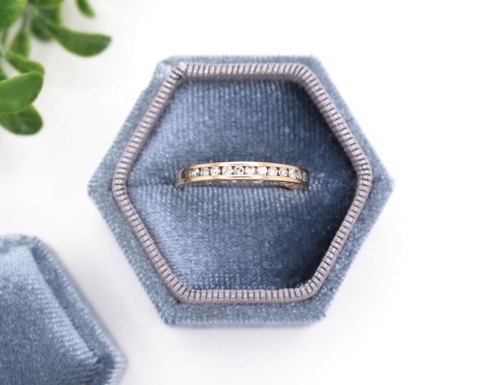 Boxed Vintage Magic Glo 10k Gold Diamond Half Hoop Eternity Ring ...