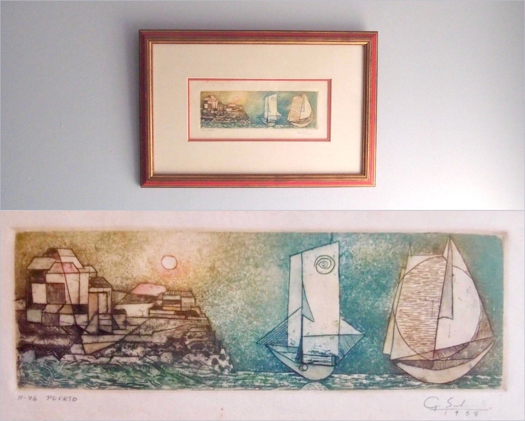 Guillermo Silva Santamaria 1958 Puerto Aquatint Etching 12x18 Signed ...