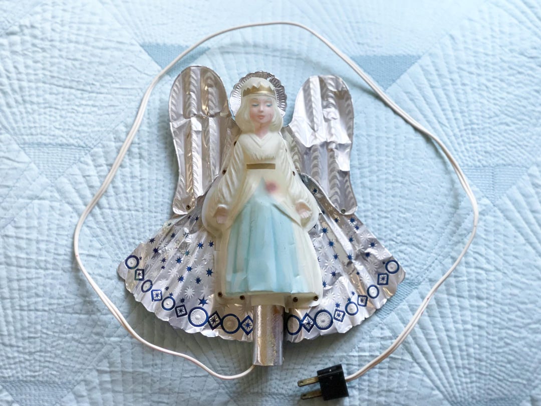 1940s Vintage Blue Angel Light up Tree Topper Ornament Blow Mold ...
