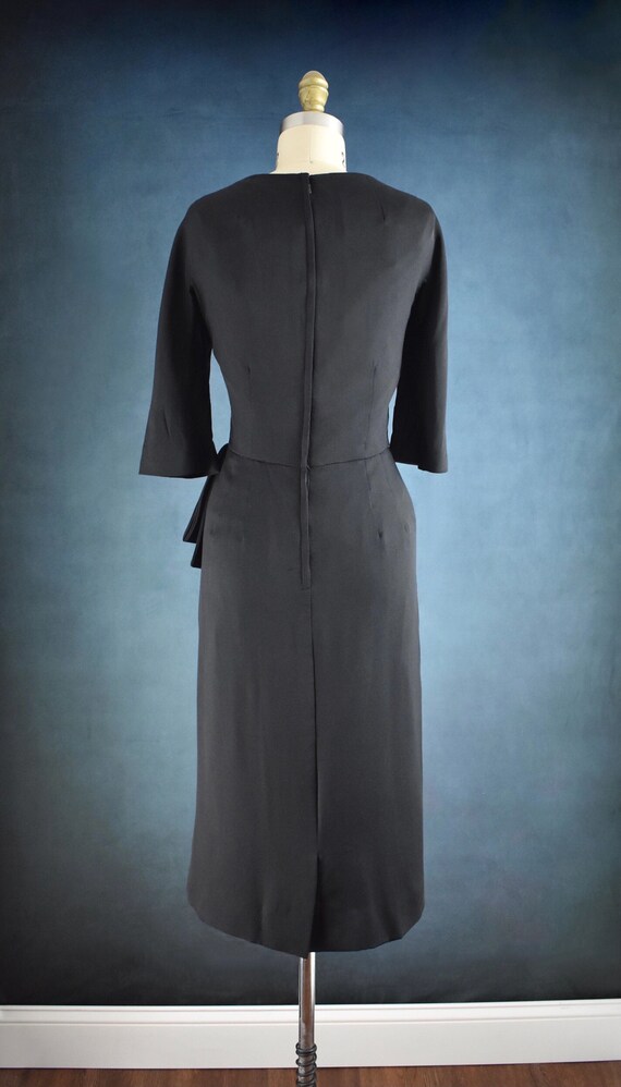 1950s-60s Vintage Black Cocktail Dinner Dress cross w… - Gem
