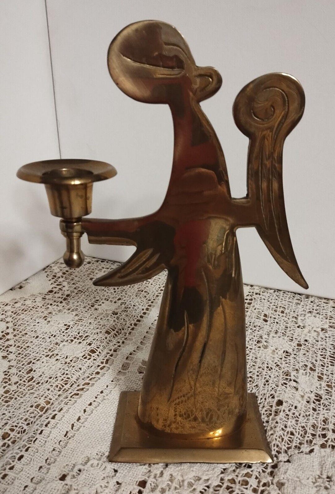 Vintage Solid Brass Angel Taper Candleholder - Etsy