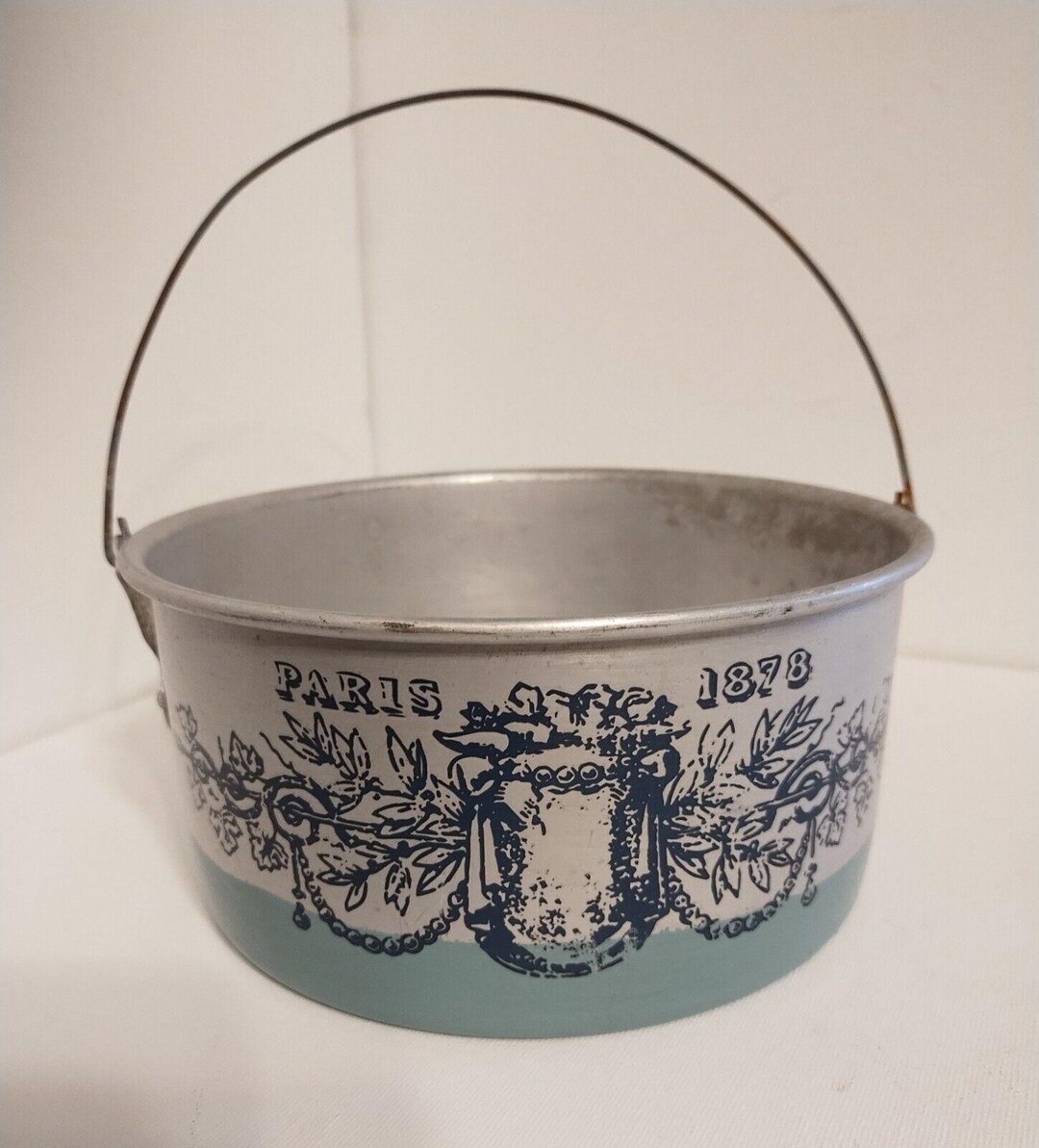 Decorative Aluminum Pail-heavy Patina-paint/transfer Detail-4" Tall 7 ...
