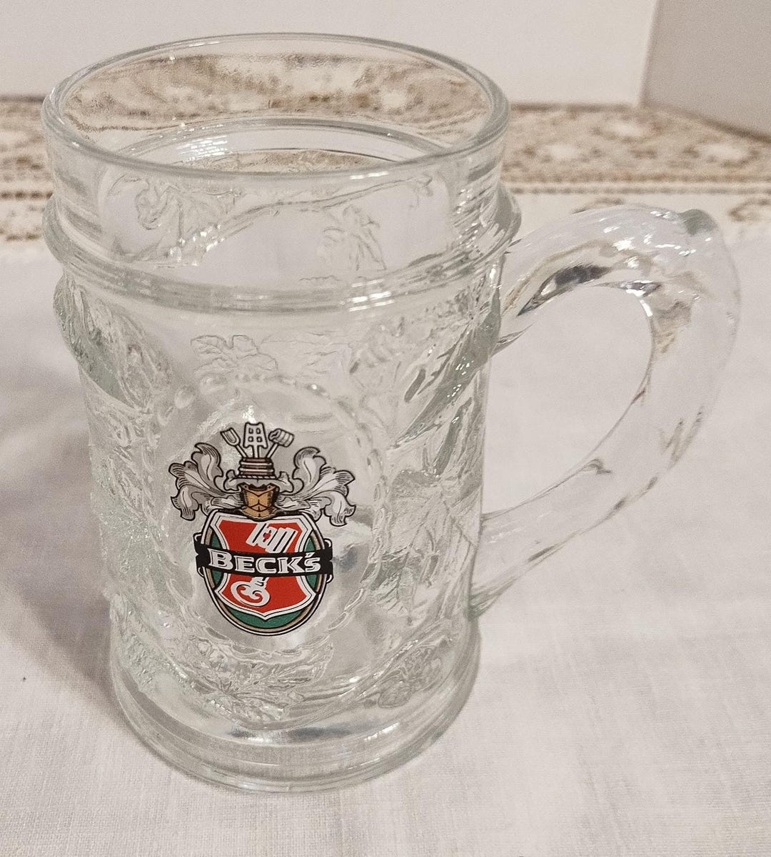 Vintage German Beck's Beer 8 Oz. Heavy Glass Mug Stein W/ Grape Leaf ...