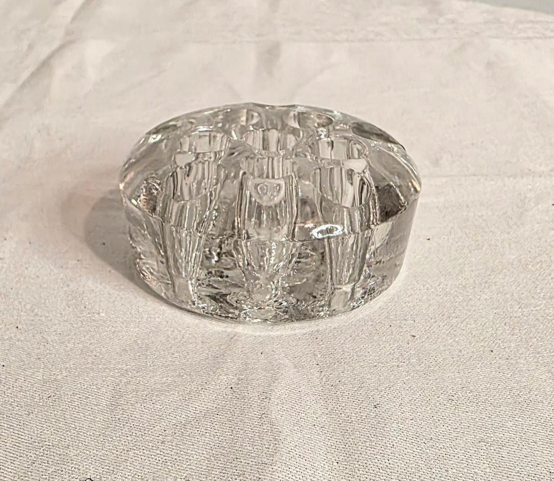 Vintage Clear Glass Flower Frog 3" Diameter 11 Holes (AS IS - Small ...