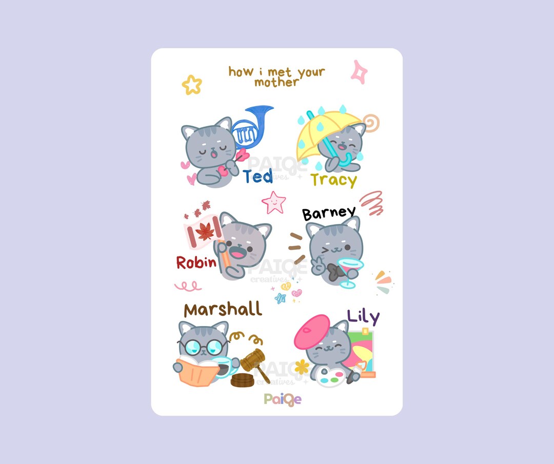 How I Met Your Mother Sticker Pack Sheet, Himym Maclarens Cute Stickers ...