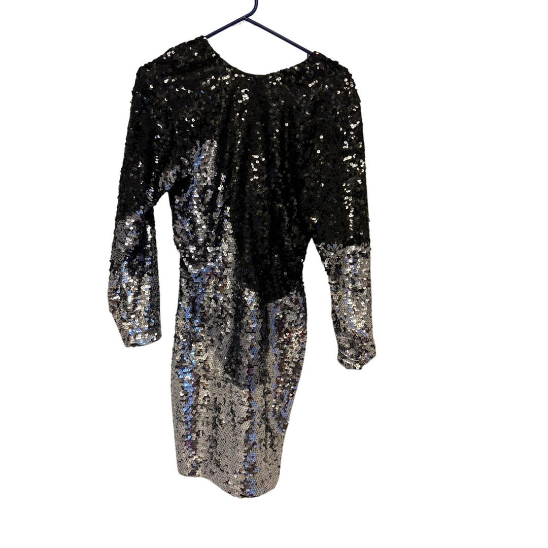 Vintage Lillie Rubin Black & Silver Sequin Gown 80s Glam Evening Dress ...