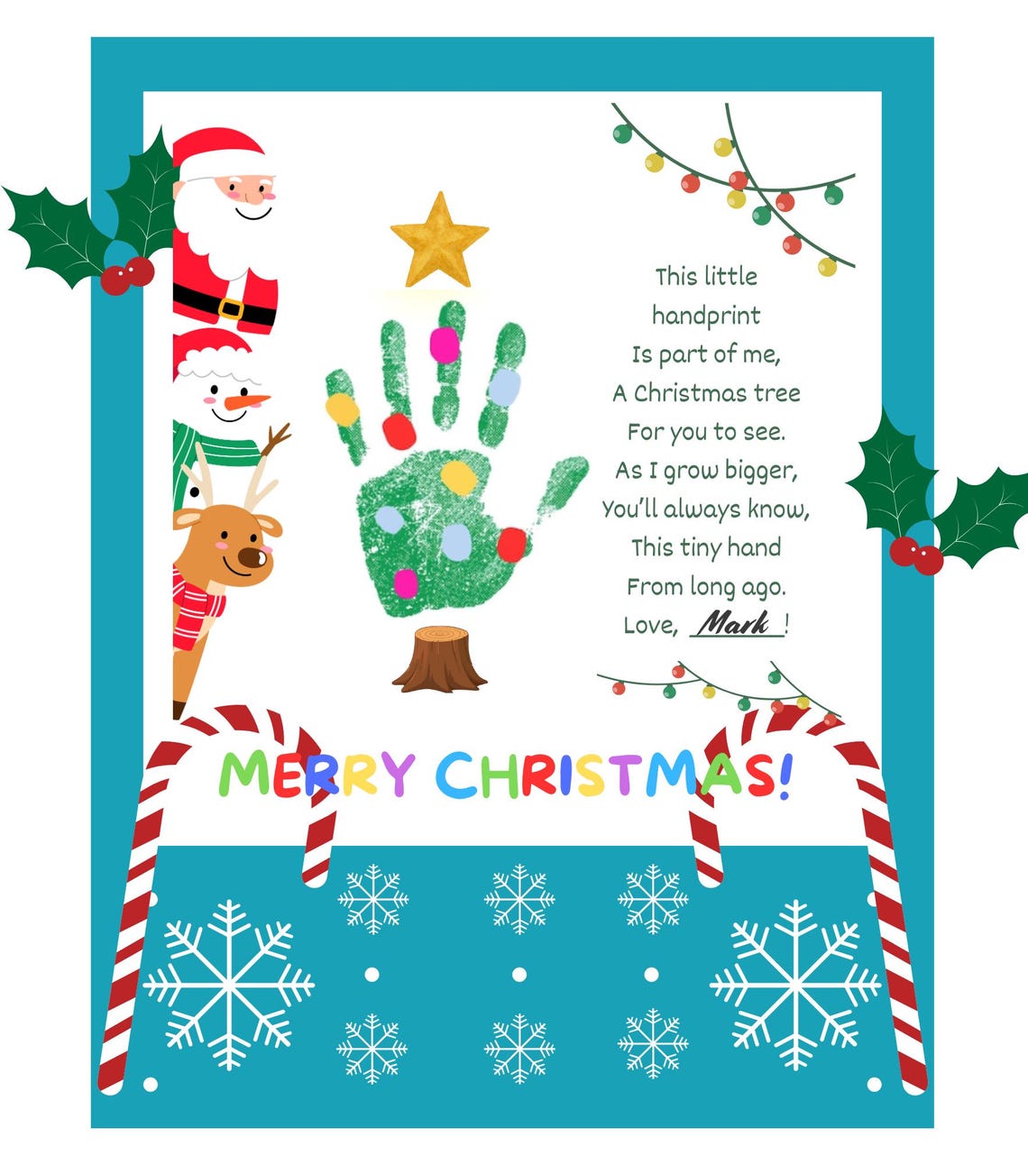 Christmas Handprint Tree Poem Printable, Kids Christmas Art ...