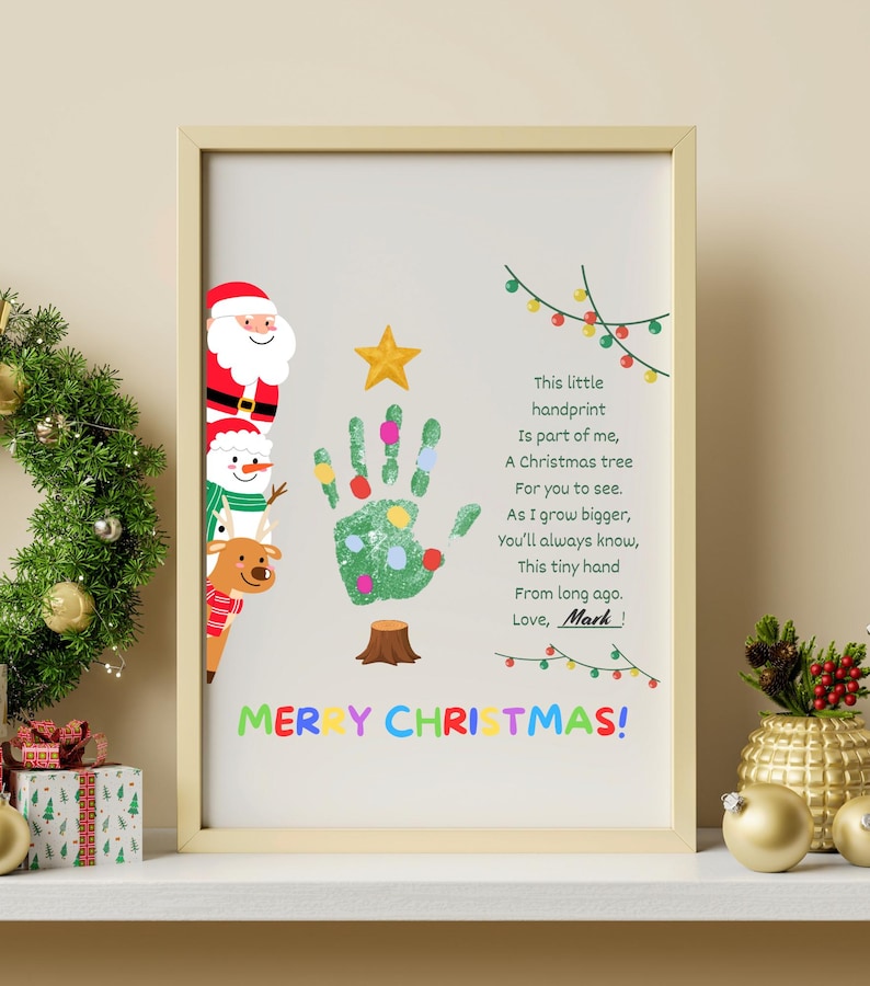 Christmas Handprint Tree Poem Printable, Kids Christmas Art ...