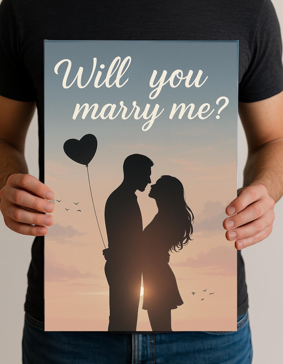 Romantic "will You Marry Me?" Poster – Sunset Silhouette Couple Wall ...