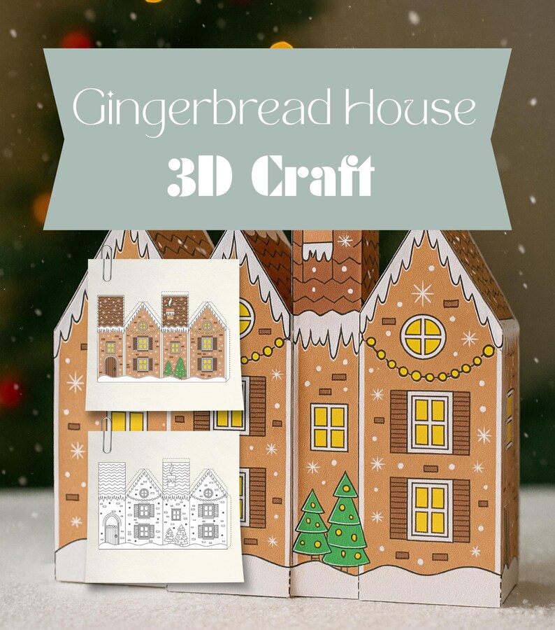 Gingerbread House Printable Craft, Christmas Cutouts Activity (PDF ...