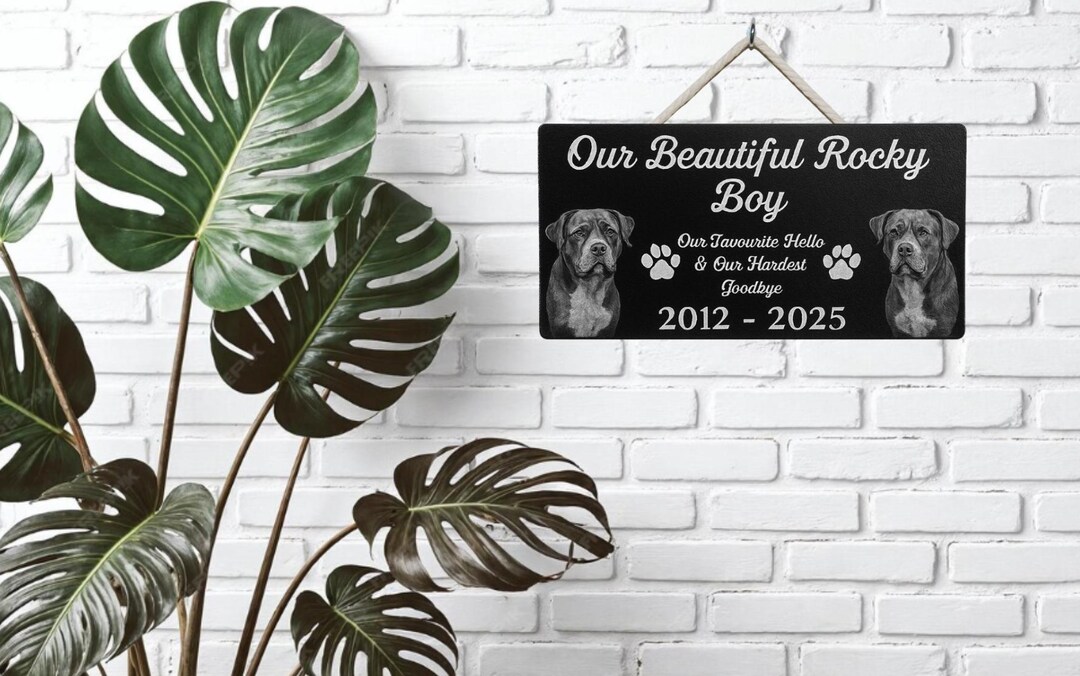 Memorial Slate Plaque Custom Dog Tribute Outdoor Remembrance Sign Loss ...