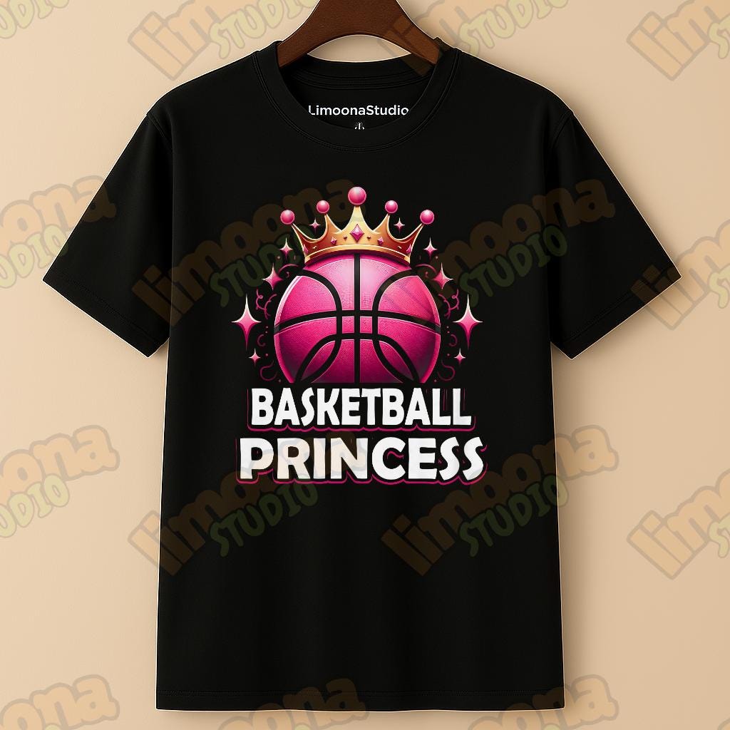 Basketball Princess PNG Design for Girls T-shirt · Pink Crown Ball ...