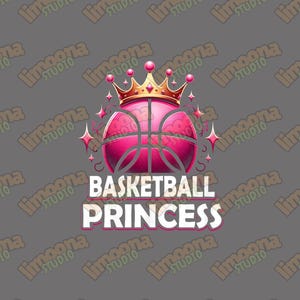 Basketball Princess PNG Design for Girls T-shirt · Pink Crown Ball ...