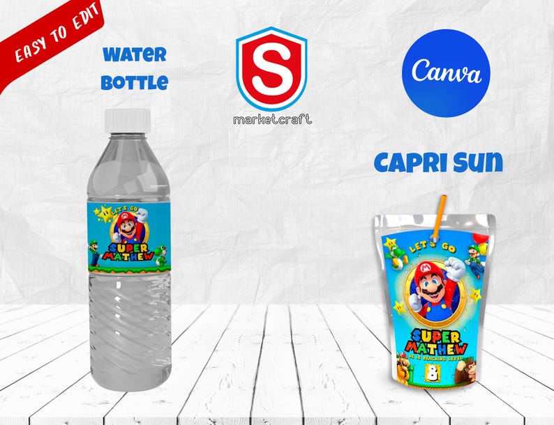 Mario Invitation, Mario Bundle Party, Mario Theme Party, Mario Chip Bag ...