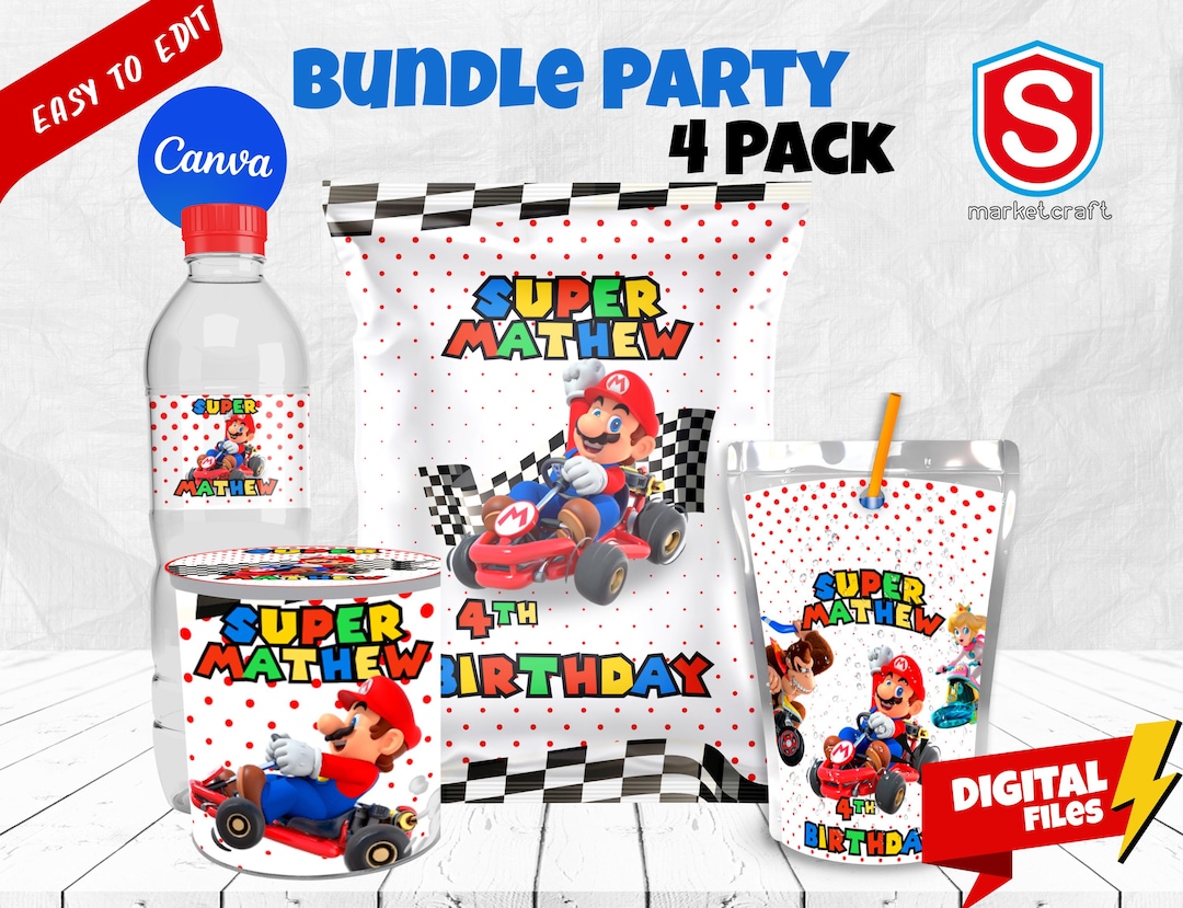 Super Mario Birthday Party Bundle: Personalized Treat Labels (digital ...