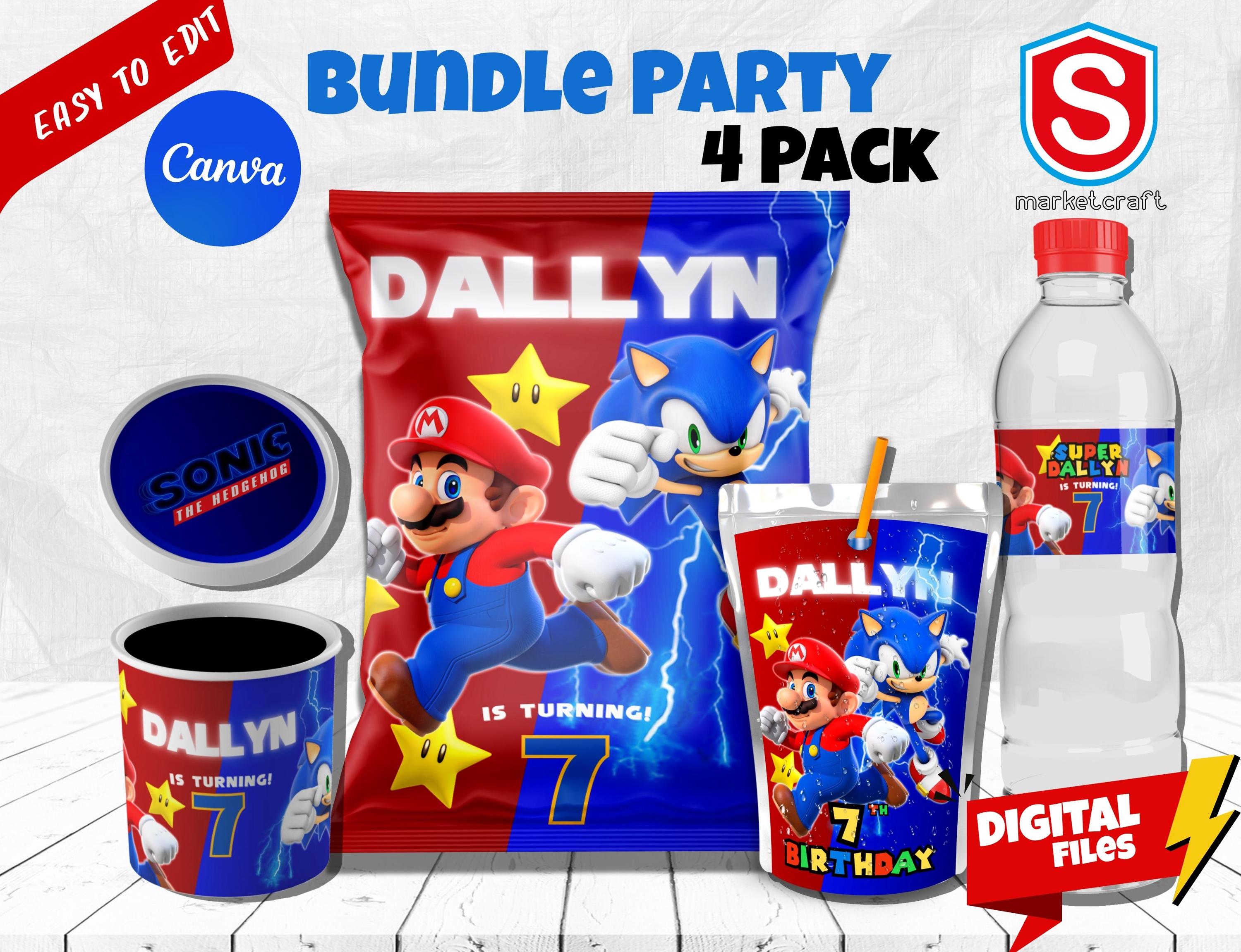 Mario Vs Sonic Party Bundle: Printable Chip Bag, Capri Sun, Pringles ...