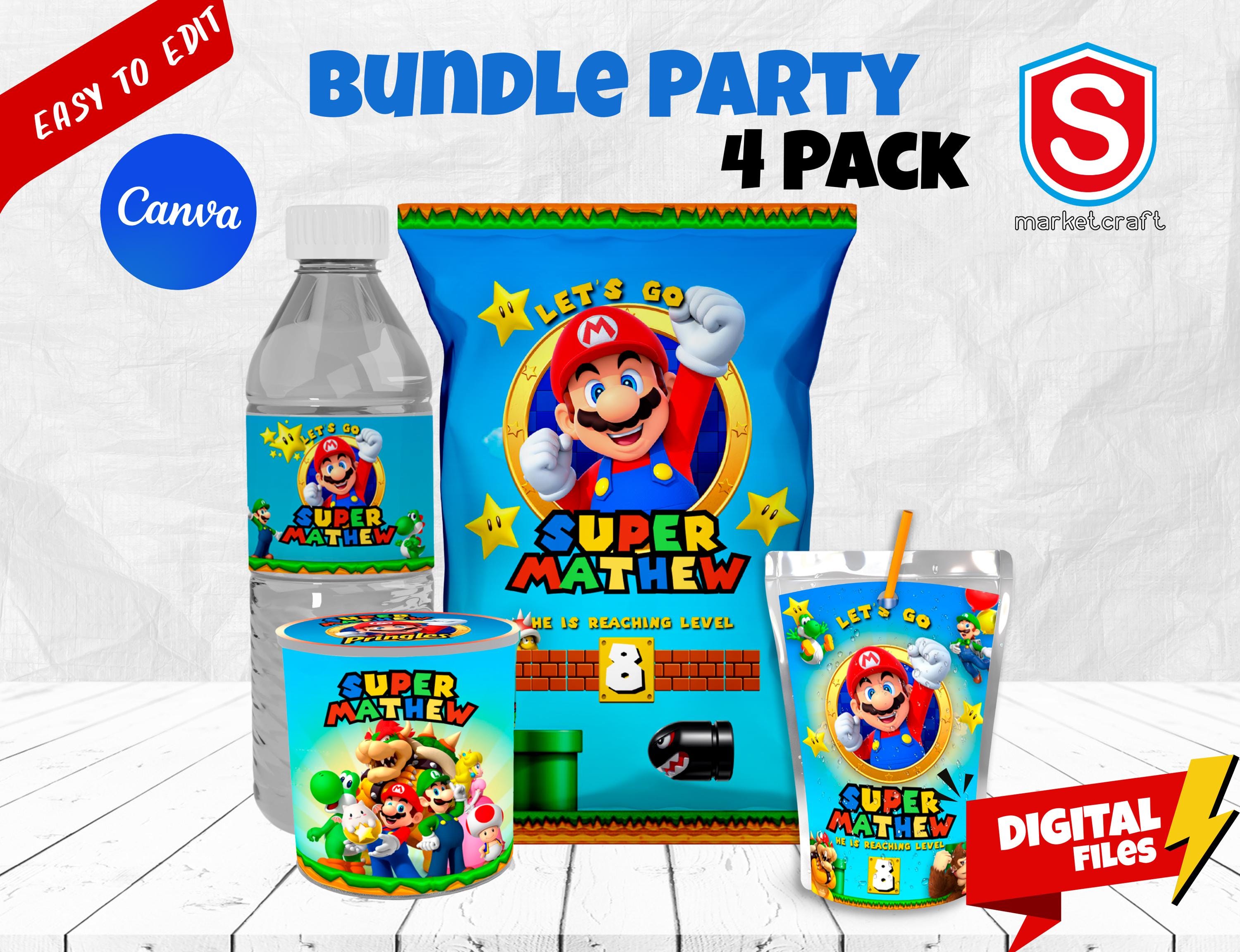 Mario Invitation, Mario Bundle Party, Mario Theme Party, Mario Chip Bag ...