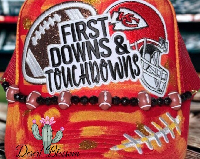 Kansas City Chiefs Trucker Hat: Glitter Embellished, Beaded Hat Chain ...