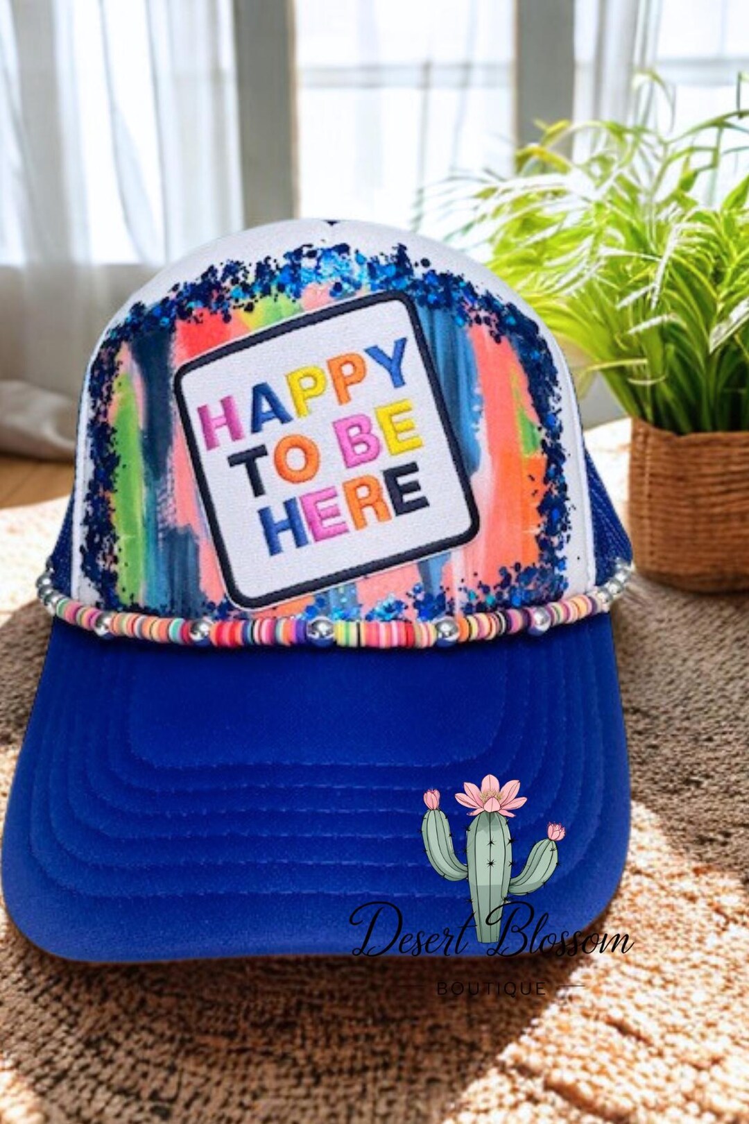 Happy to Be Here Royal Blue High Profile Otto Trucker Hat, Women's ...