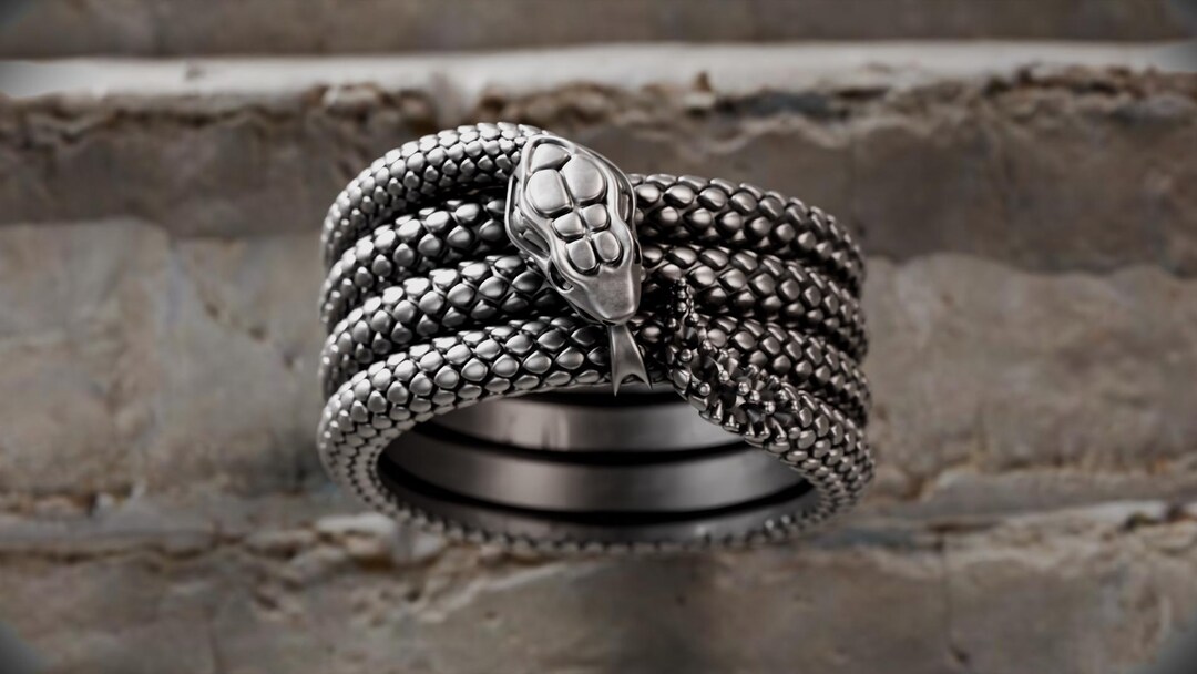 Silver Snake Ring, Serpent Wrap Ring, Adjustable Snake Jewelry, Gothic ...