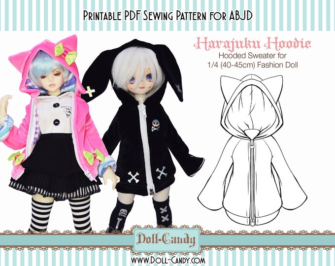 1/4 MSD BJD 40cm Doll Casual Hooded Jacket, Tank Top, Girly Tee ...