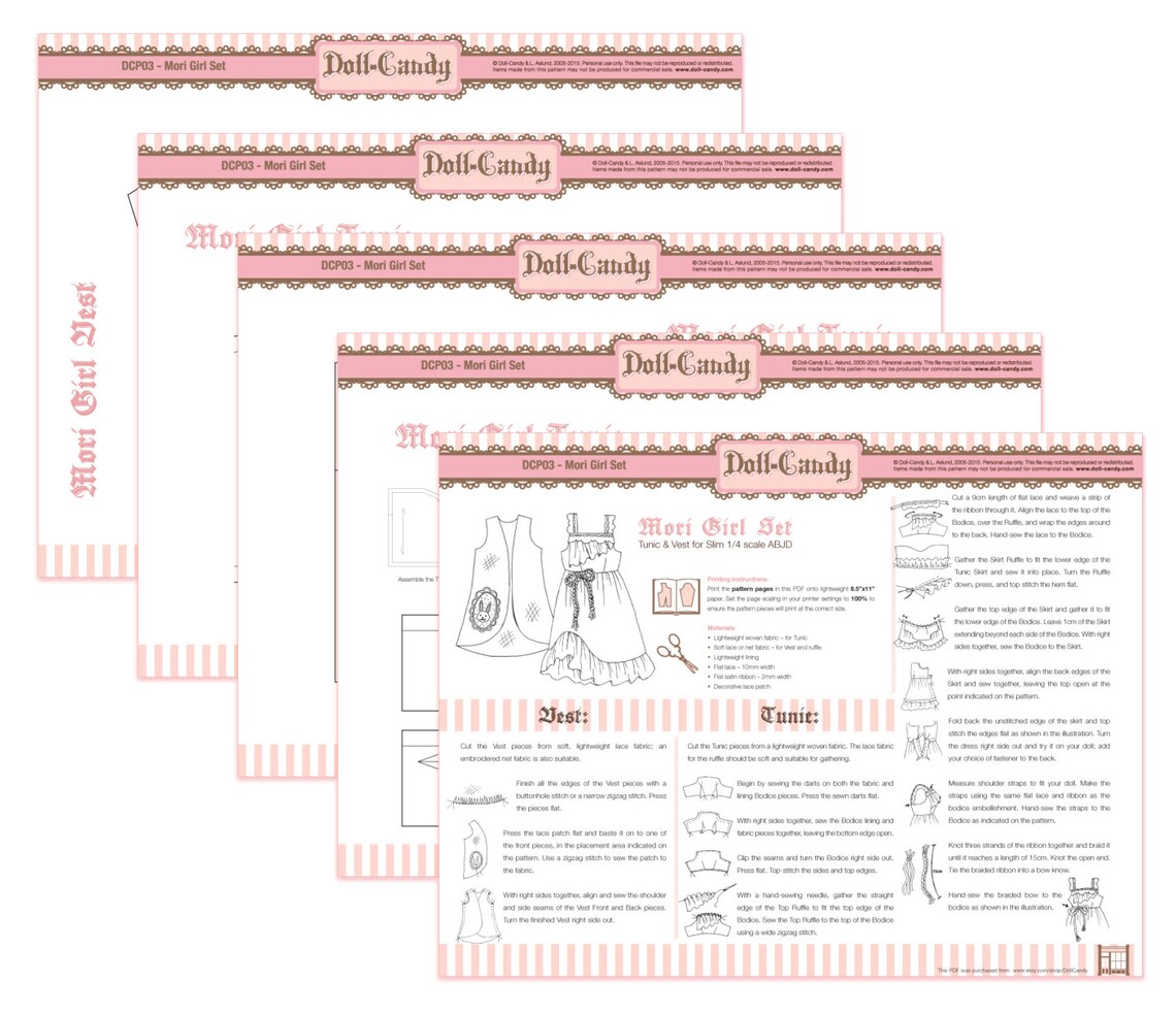 DCP03 Unoa Size Mori Girl Pattern Digital Download - Etsy UK