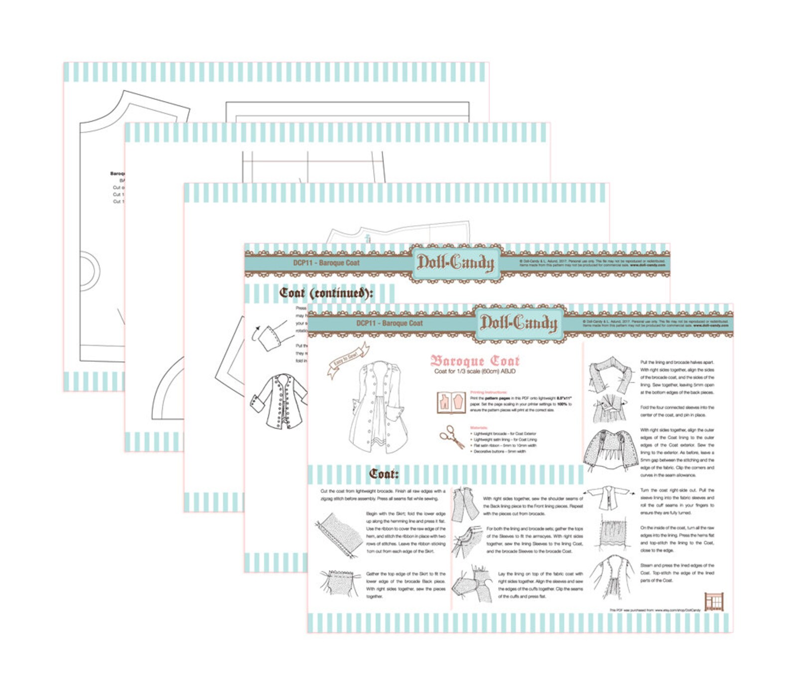 DCP11 SD Size Baroque Coat Pattern Digital Download - Etsy