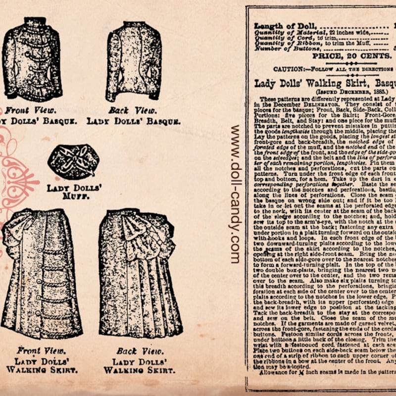 1880s Doll Dress Pattern - Etsy