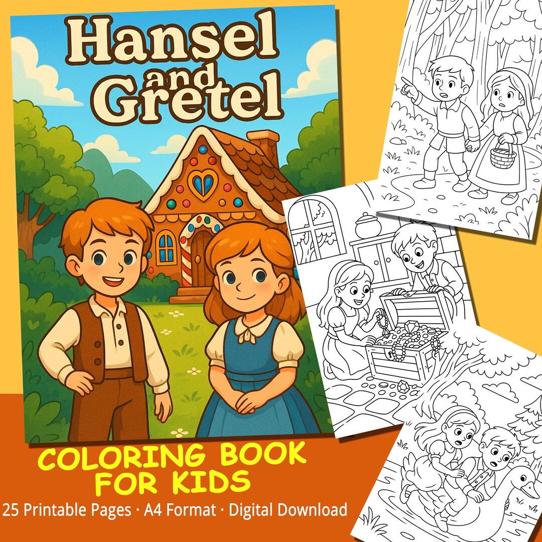 Hansel and Gretel Coloring Book for Kids – 25 A4 Pages Printable PDF ...
