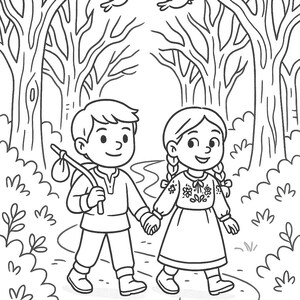 Hansel and Gretel Coloring Book – 13-page Fairytale PDF for Kids ...