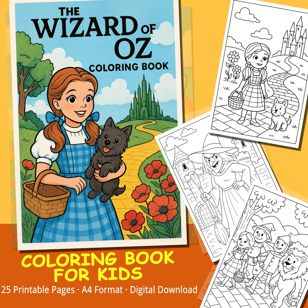 Wizard of Oz Coloring Pages for Kids Ages 4–8 – 25 A4 Printable PDF ...