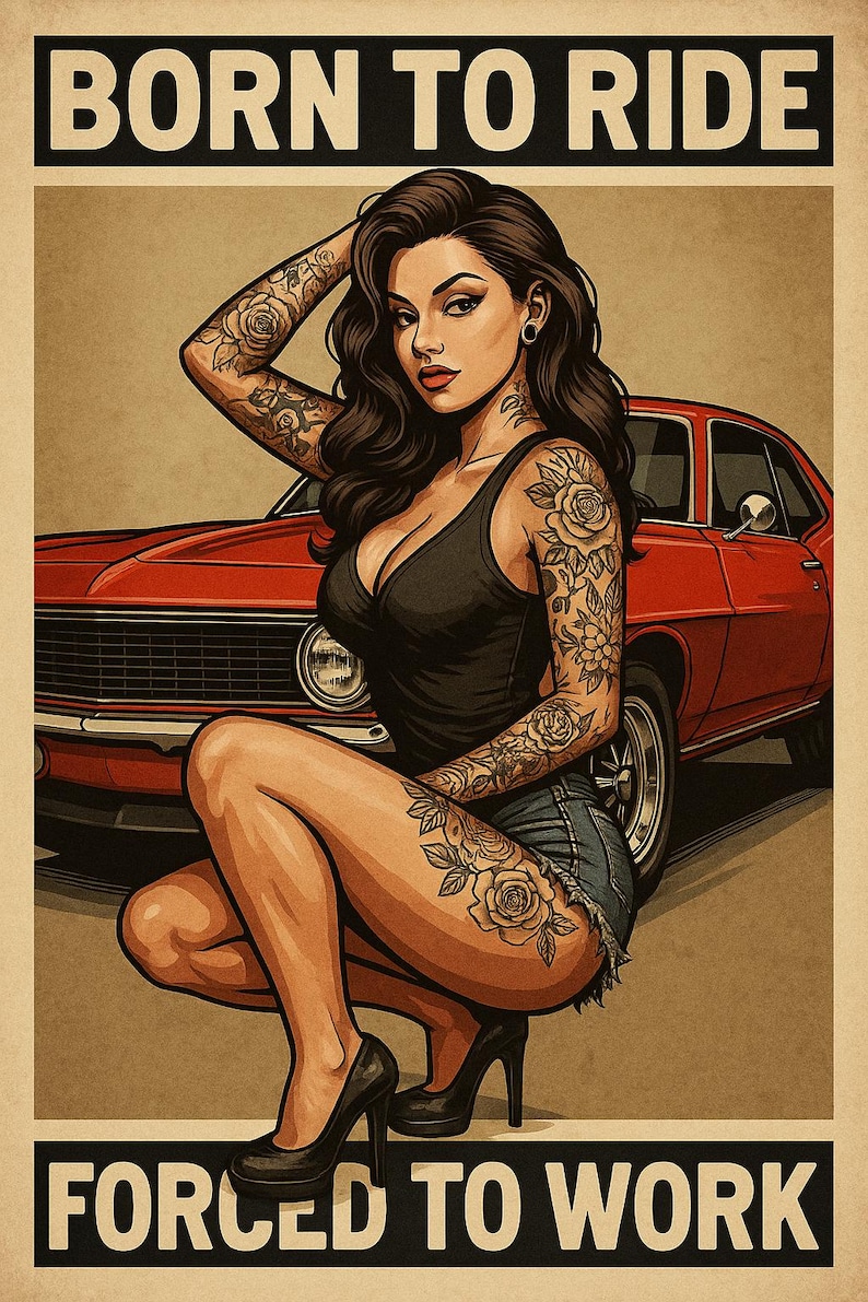 Hot Rod Garage Built Not Bought, Pin-up Girls, Vintage Man Cave Printable Wall Art - Etsy