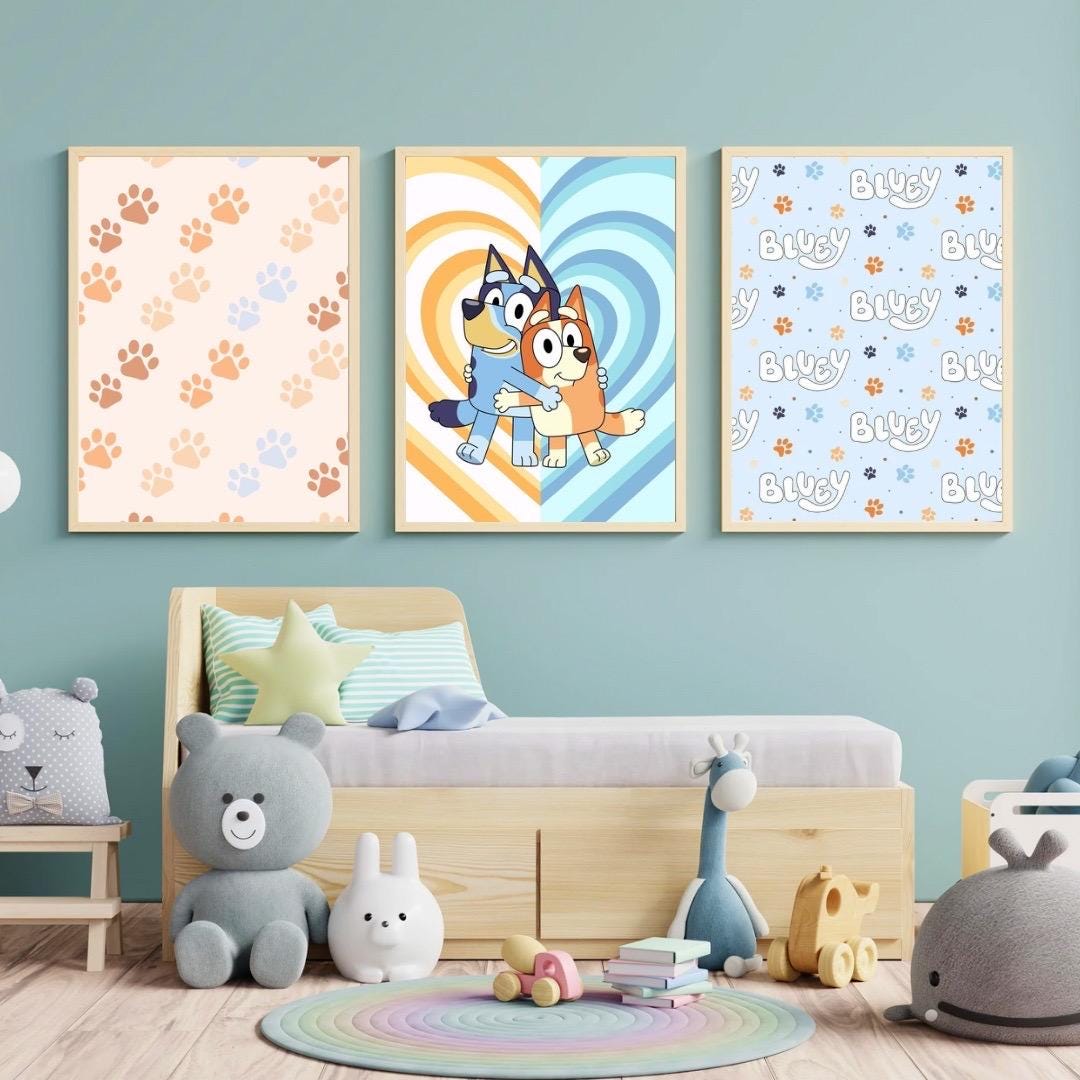 Bluey Nursery Wall Art Set | Kids Room Printable Decor | Bluey Digital ...