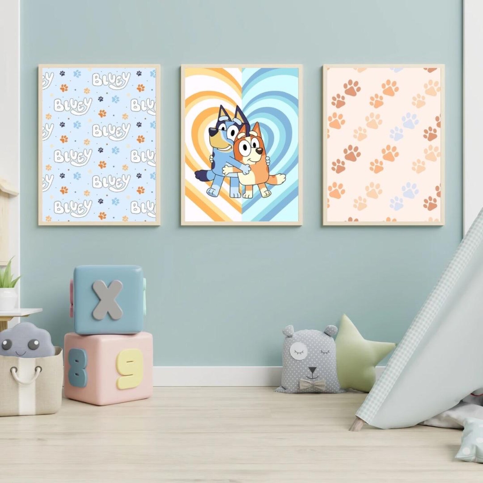 Bluey Nursery Wall Art Set | Kids Room Printable Decor | Bluey Digital ...