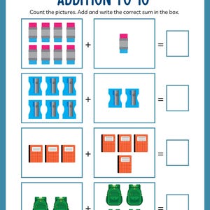 Fun and Colorful Kindergarten Addition Math Worksheet PDF Instant ...