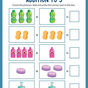 Fun and Colorful Kindergarten Addition Math Worksheet PDF Instant ...