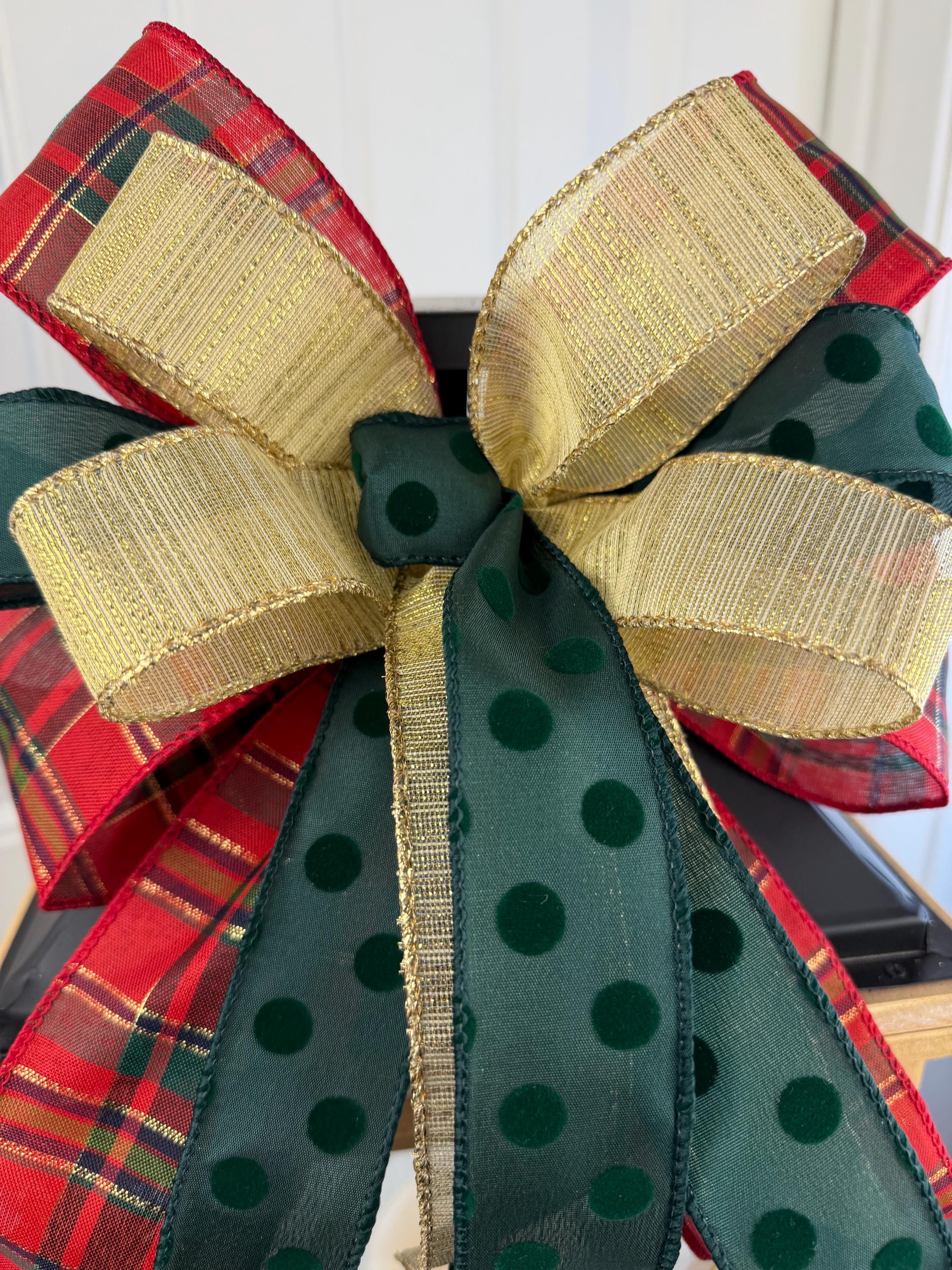Plaid, Emerald & Gold Bow - Etsy