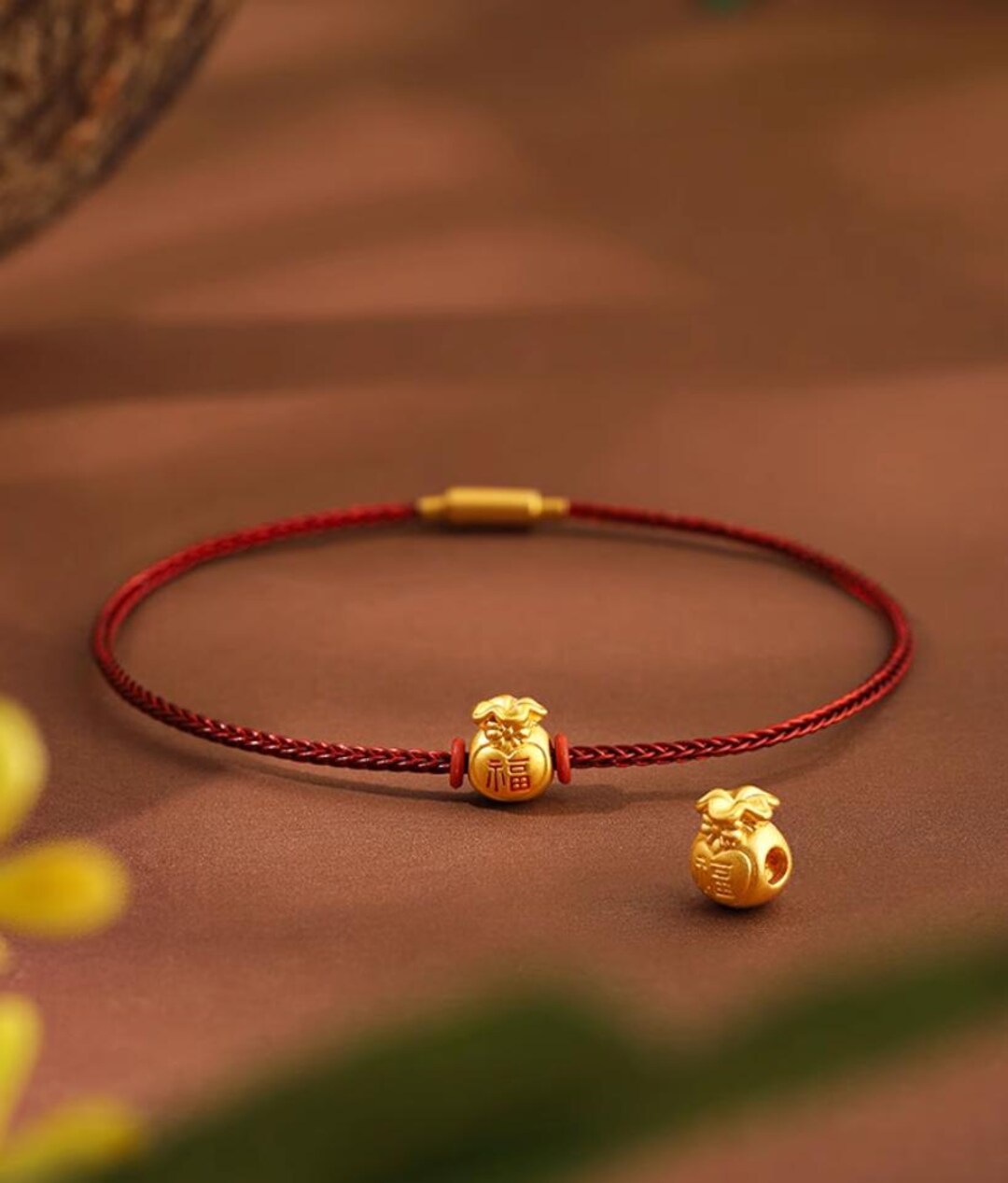 24k Yellow Gold 3D Hard Gold Good Luck Fu Blessing Bag Pendant Charm ...